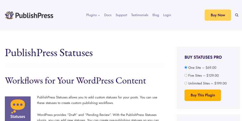 PublishPress Statuses Pro - PluginsForWP
