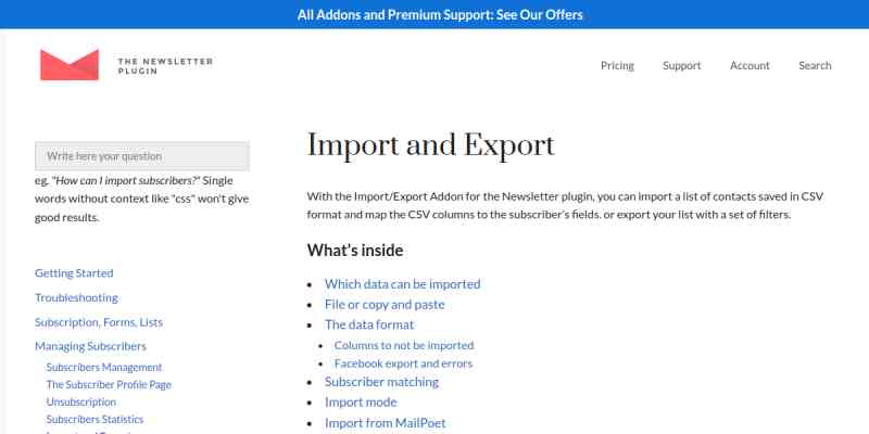 Newsletter - Import/Export - PluginsForWP
