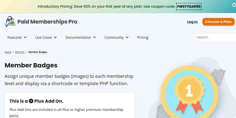 Paid Memberships Pro - Member Badges - PluginsForWP