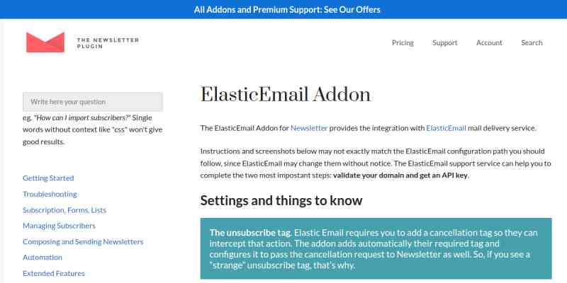 Newsletter - Elastic Email - PluginsForWP