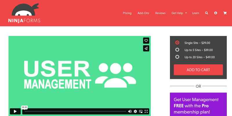 Ninja Forms - User Management - PluginsForWP