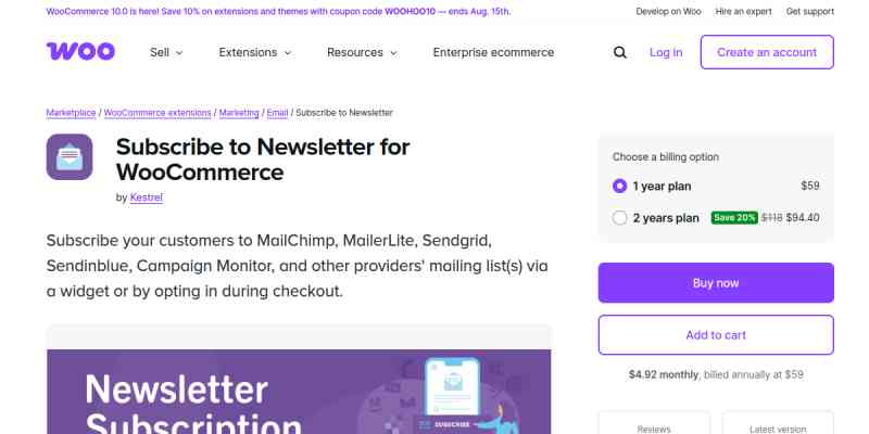 Subscribe to Newsletter for WooCommerce - PluginsForWP
