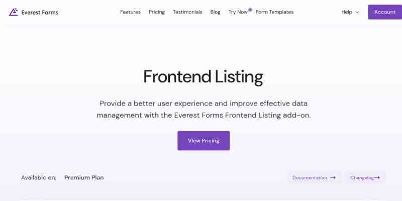 Everest Forms - Frontend Listing - PluginsForWP