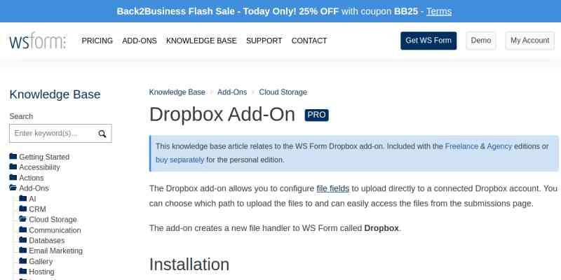 WS Form PRO - Dropbox - PluginsForWP