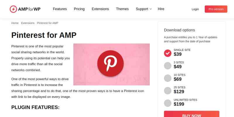 Pinterest for AMP - PluginsForWP
