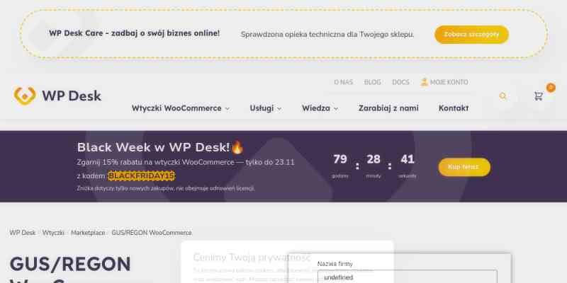 Woocommerce GUS/Regon - PluginsForWP