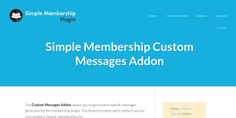 Simple Membership Custom Messages - PluginsForWP